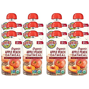 Earth's Best Organic Stage 2 Baby Food, Apple Peach and Oatmeal, 4.2 oz. Pouch (Pack of 12)