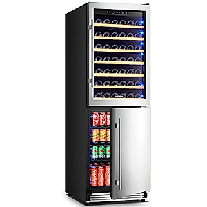 BODEGA 24 Inch Wine and Beverage Refrigerator Cooler,Dual Zone Wine Fridge with Memory Temperature Control 77 Bottles and 180 Cans,Built-In or Freestanding 2-in-1 Wine Cooler for Home Bar Kitchen