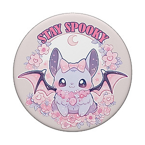 Stay Pooky Cute Kawaii Bat Halloween Vampire Bat Pastel Goth PopSockets Swappable PopGrip