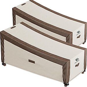 Zadst Cycle Outdoor Lounge Chair Cover, 600D Heavy Duty and Waterproof Chaise Lounge Cover, UV Resistant & Weather Resistant Patio Lounge Chair Covers, 【Large, 2 Pack, Brown & Beige】