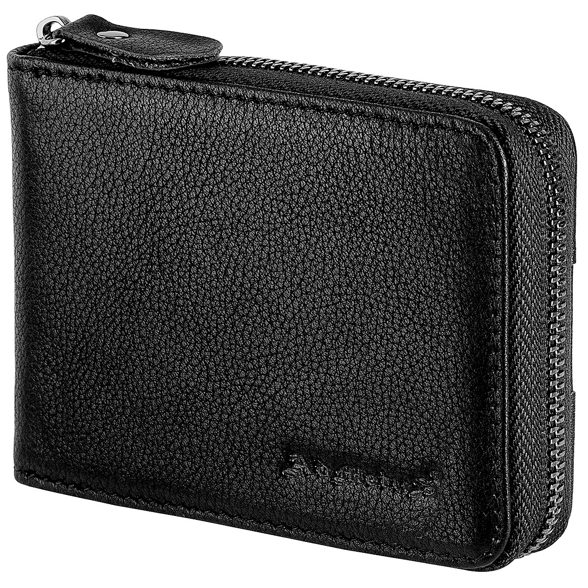 Admetus Men's Zipper Wallet Leather Bifold Wallets Slim RFID Blocking Zip Around Credit Card Holder Compact Small Wallet 2Black