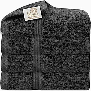 La Miones | 100% Turkish Cotton, Face Washcloths for Bathrooms | Quick Dry Wash Rags for Kitchen, Best for Makeup | Small Wash Cloths for Your Face and Body | Dark Gray