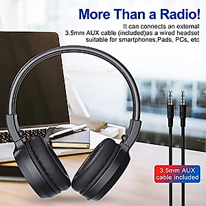 Rechargeable & Portable Personal FM Radio Headphones with Best Reception, FM Headset Radio Receiver for Meeting, Daily Works, Hiking, Jogging