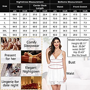 Avidlove Women Satin Lingerie Nightgown Sexy Silk Nighty Lace Babydoll Chemise White M
