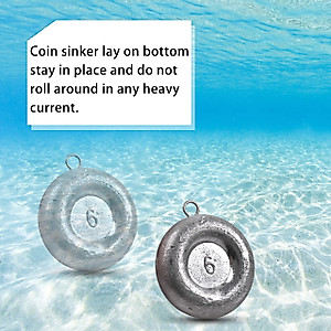 Disc Sinkers Fishing Weights Coin Fishing Sinker Weights Saltwater Surf Fishing Weights Catfishing Gear Tackle for Drifting Trolling Bottom Fishing Saltwater 1oz 2oz 3oz 4oz 5oz 6oz 8oz (3oz, 5pcs)