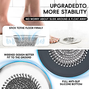1 Pcs Bathtub Drain Hair Catcher, Reversible 304 Stainless Steel Drain Protector & 1 Pcs Large Silicone Sink Stopper, 5.9 Inch Flat Suction Cover for Kitchen Sink Bathroom Accessories and Laundry
