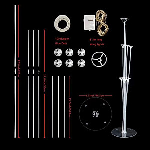 MYZSBRDM 4Sets Blue Balloons Stand,Blue Balloons Stands for Table,Blue Balloons Centerpieces for Tables for Birthday,Baby Shower,Wedding,Anniversary Table Party Decorations.（With light string）