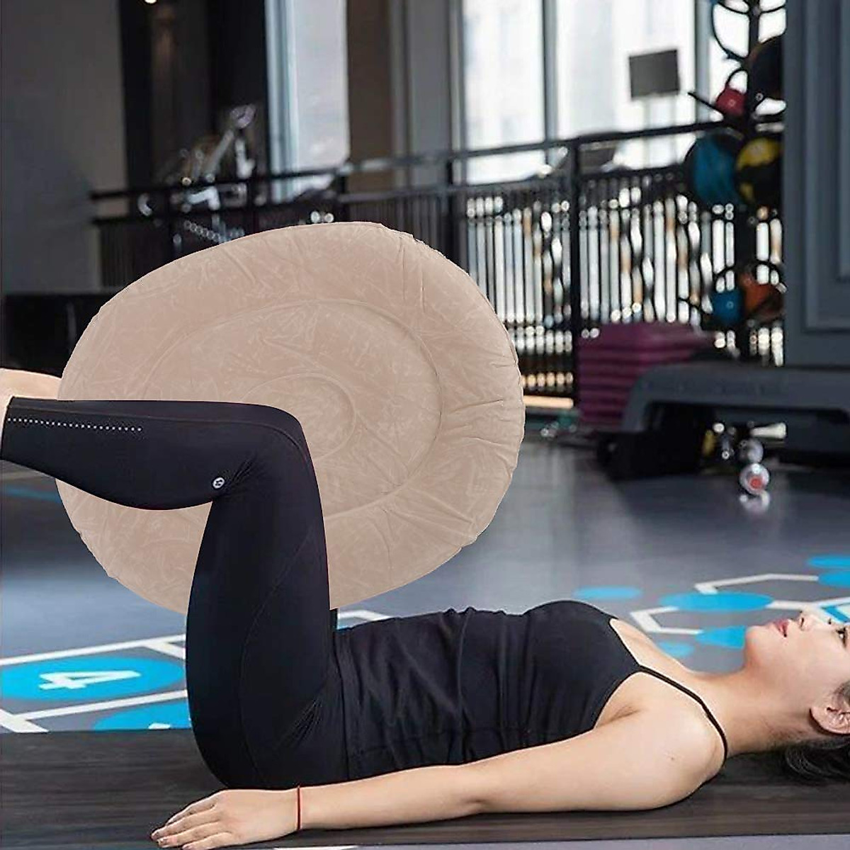 Inflatable Stool, Portable PVC Soft Ottoman Cushion Fast Inflation Home Travel All Weather Footrest Air Mattress Chair for Indoor Outdoor Patio Backyard Front Porch Garden Fitness Sports Camping Yoga