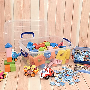 Vcansay 8 L Clear Plastic Storage Box with Handles, 2 Packs