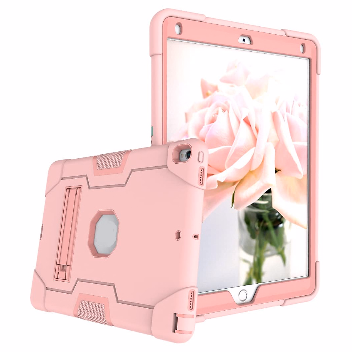 Jaorty Case for iPad Air 3 10.5" 2019,for iPad Pro 10.5 inch 2017 Case,3 in 1 Hybrid [Soft&Hard] Heavy Duty Rugged Stand Shockproof Anti-Slip Anti-Scratch Full-Body Protective Case,Pink