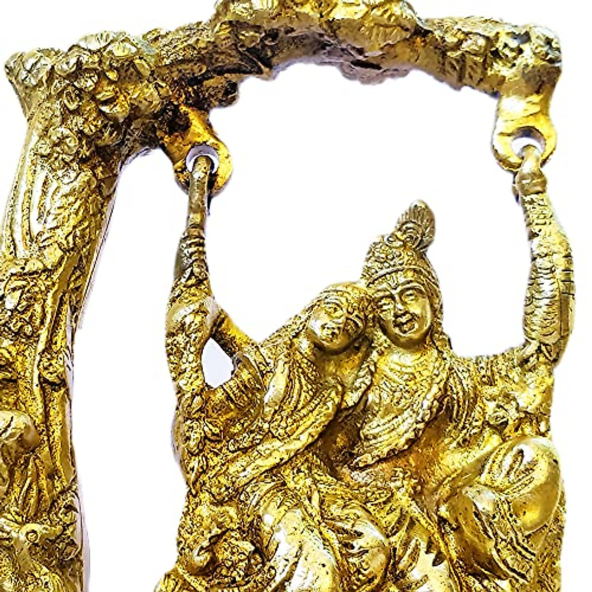 GURU JEE™ Radha Krishan Ji Ki Murti Brass Statue Radha Krishna Idol On Jhula Swing for Gifts Showpiece Pooja Mandir Temple