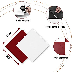 Alow Peel and Stick Floor Tile,Vinyl Flooring Red Checkered Floor Tile 12in×12in.DIY Flooring for Dining Room,Bathroom and Kitchen, (10 PCS, 5 Pieces Each in red and White)