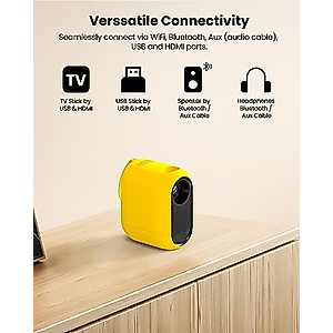 Mini Portable Projector with 720P Native Resolution, Dustproof Projector Compatible with Windows/ TV stick with HDMI connection