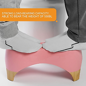 Toilet Stool,7" Poop Stool- 550 lbs Weight Capacity, Toilet Potty Stool for Adults,Bathroom Stool with Non-Slip mat (Pink/Bamboo Color)