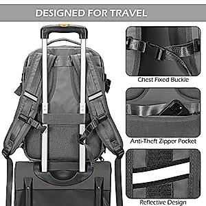 Hynes Eagle Carry on Backpack 20L Travel Backpack for Women Men Laptop Backpack 15.6 inches Flight Approved Casual Daypack Grey with Cable Organizer Grey