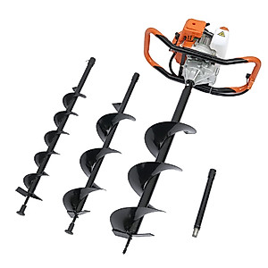 52cc Post Earth Auger Hole Digger Posthole Fence Borer Petrol Drill 8 Post Hole Digger Gas Powered Fence Ground Drill+4"/6"/8" Bit