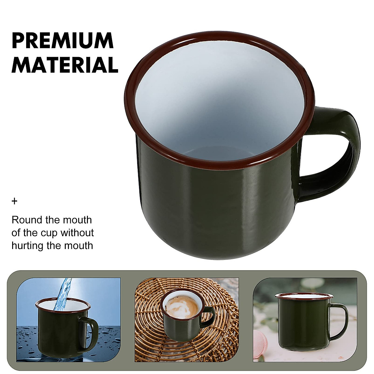 Hemoton Hiking Backpack Enamel Mug Cup Enamel Mug Vintage Iron Water Cup Small Tass Hot Pot Coffee Tin Mug Metal Camping Cup for Tea Beverage Whiskey Wine (Green) Hot Cocoa Mug Camping Gear
