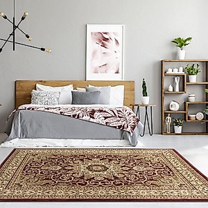 LUXE WEAVERS Oriental Floral Medallion Burgundy 5x7 Area Rug