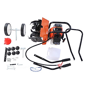 Tiller Cultivator, 43cc 2-Cycle Viper Engine, 0-3.94” Adjustable Height, 3.94” Max Depth, Overhand Handlebars, Lightweight