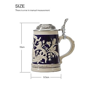 HAUCOZE Beer Stein Mug German Bavarian Drinking Stanley Drinking Mug with Lid for Man 0.6Liter
