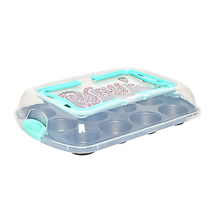 Chicago Mettalic Chicago Metallic 12 Cup Muffin Pan with Carry Lid, YAY Sprinkles Pattern