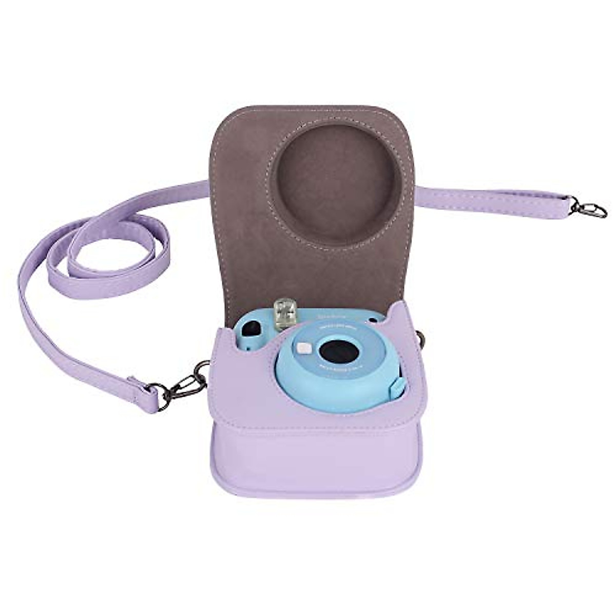 Phetium Instant Camera Case Compatible with Instax Mini 11,PU Leather Bag with Pocket and Adjustable Shoulder Strap (Lilac Purple)