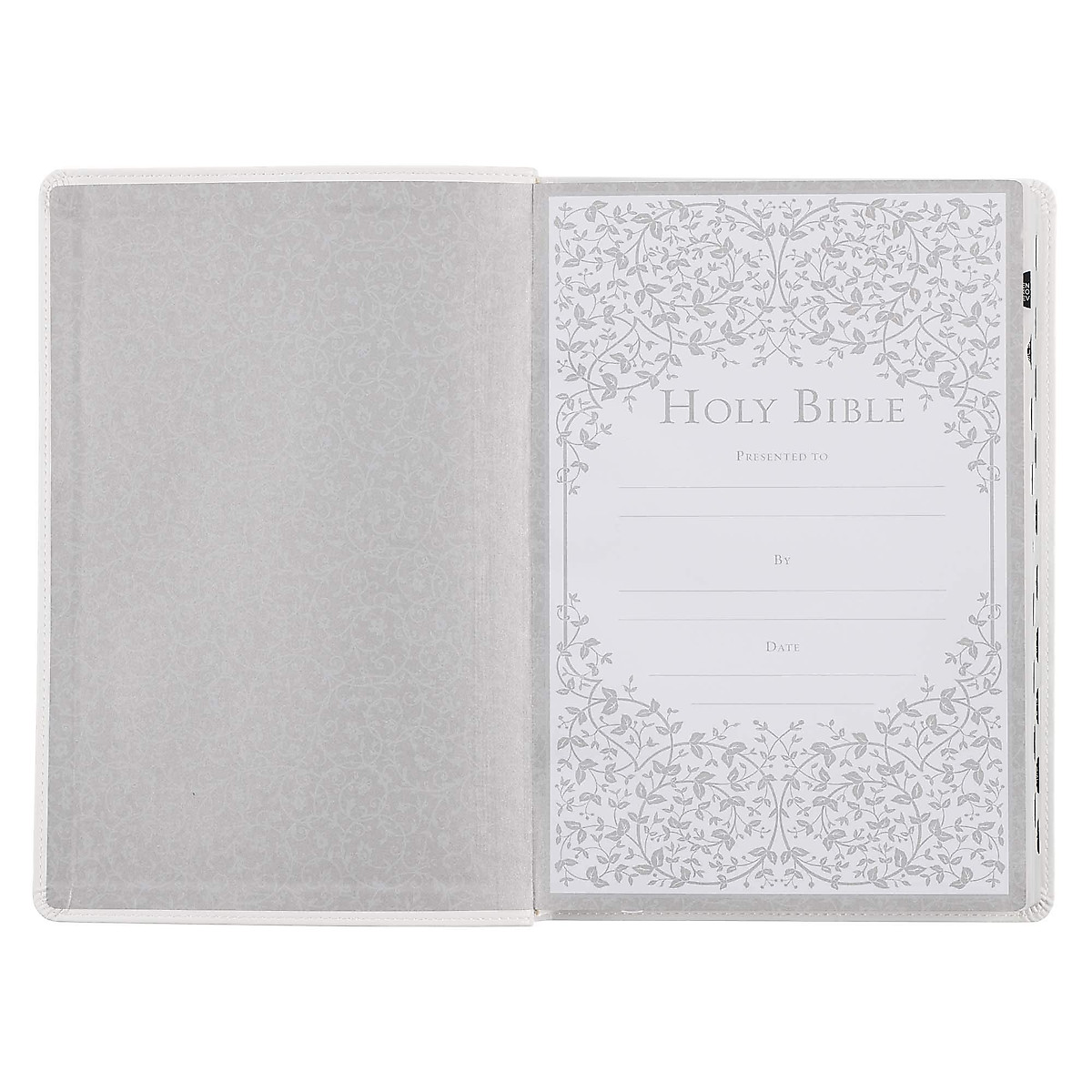 Personalized KJV Holy Bible, Thinline Large Print Faux Leather Red Letter - Thumb Index & Ribbon Marker, King James Version, White, Baptism, Graduations, wedding, confirmation king james version,