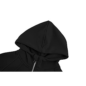 Girls' Hoodies Sweatshirts Half Zipper Pullover Crop Tops for Teen Girls Long Sleeve Sweater Thumb Hole Black