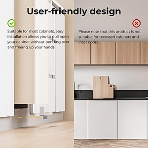 Adzyz Cabinet Foot Pull for Trash Drawer, Hands Free Garbage Drawer Foot Pull Handle, Touchless Hands Free Design for Full Overlay Cabinet Door(Black)