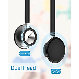 FriCARE Dual Head Stethoscope - Stethoscopes for Nurses, Medical Nursing Students, Paramedics/EMT/LVN/VNA Backup - FSA/HSA Eligible Estetoscopio, Smooth Black Tube, Stainless Steel Chestpiece