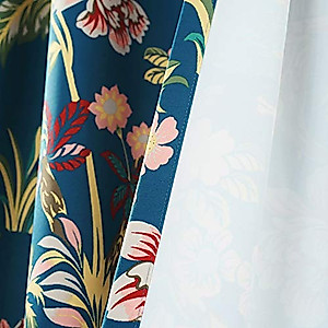 Lush Decor, Navy Curtains Dolores Darkening Window Set for Living, Dining Room, Bedroom, 84" x 52", 84 in x 52 in Panel Pair