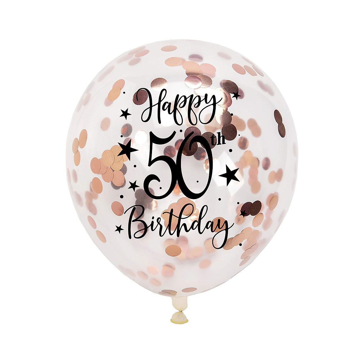 Rose Gold 50th Confetti Latex Balloons, Woman Happy 50 Years Birthday Party Balloon Decoration With Confetti, 12in, 16 Pack