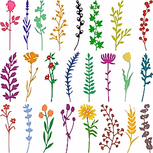 24 Pieces Flower Metal Cutting Dies Wildflowers Cutting Die Flower Leaves Embossing Stencils for Card Making Thanksgiving Christmas Craft Mold for Crafts Scrapbook Album Paper Card Decoration