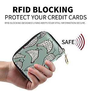 MOYYO RFID Credit Card Holder Case Beautiful Chickens Leather Printed Zipper Card Case Wallet for Women Girls
