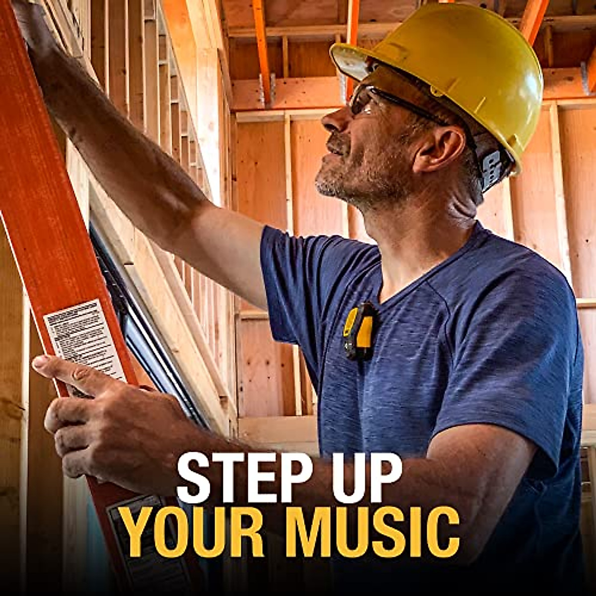 DEWALT Wearable Bluetooth Portable Speaker — Magnetic Clip-On Wireless Bluetooth Speaker — Jobsite Pro Water-Resistant Portable Speaker — Built-in Mic for Hands-Free Music and Calls