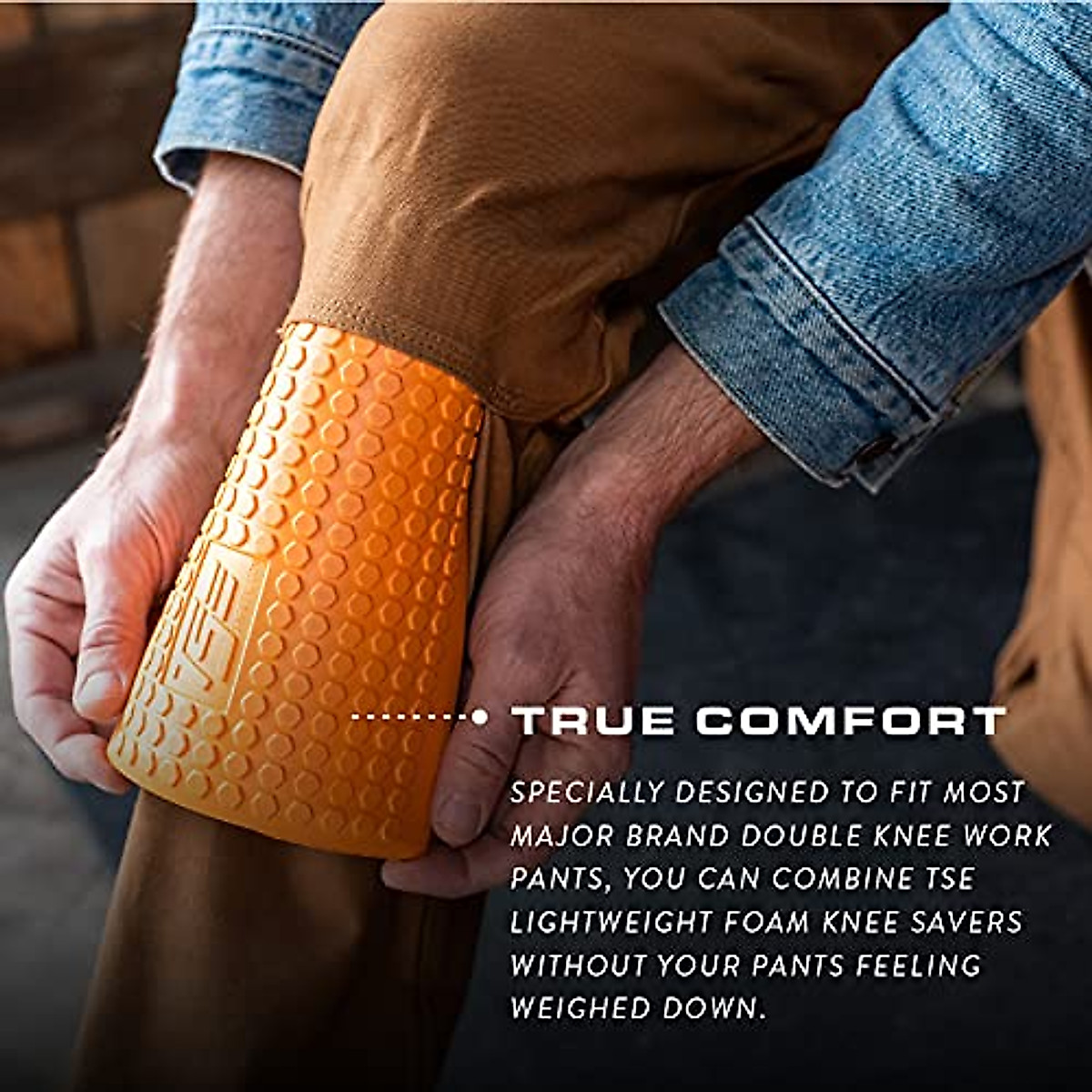 TSE Safety TSE-PPKS TSE-PRO Heavy Duty Padding Pocket Knee Savers with Extra Thick Foam Cushion, Soft Inner Liner, Adjustable One Size, Hi-Viz Orange