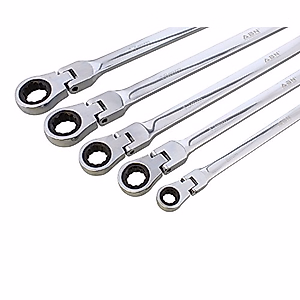 ABN 5pc Ratcheting Wrench Set - Ratchet Tools Double End Flex Head Replacement Tools for Metric Ratcheting Wrench Set