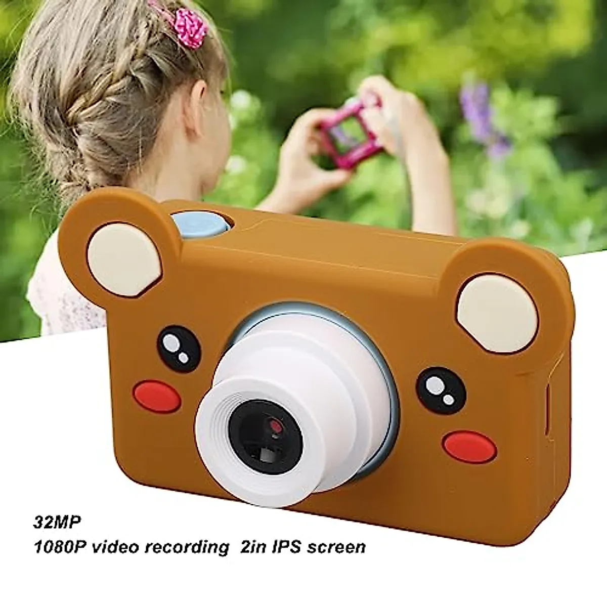 2in Kids Camera, Children Mini Selfie Camera, 32MP HD 1080P Auto Focus Portable Digital Small Camera, with IPS Eye Protection Screen, Moe Baby Birthday Gift