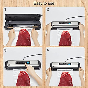 Inkbird Vacuum Sealer Machine with Starter Kit, Automatic PowerVac Air Sealing Machine for Food Preservation, Dry & Moist Sealing Modes,Built-in Cutter,Easy Cleaning Storage with Sealer Bag*5 (8"*11.8")and Bag Roll*1 (8"*79"), INK-VS01