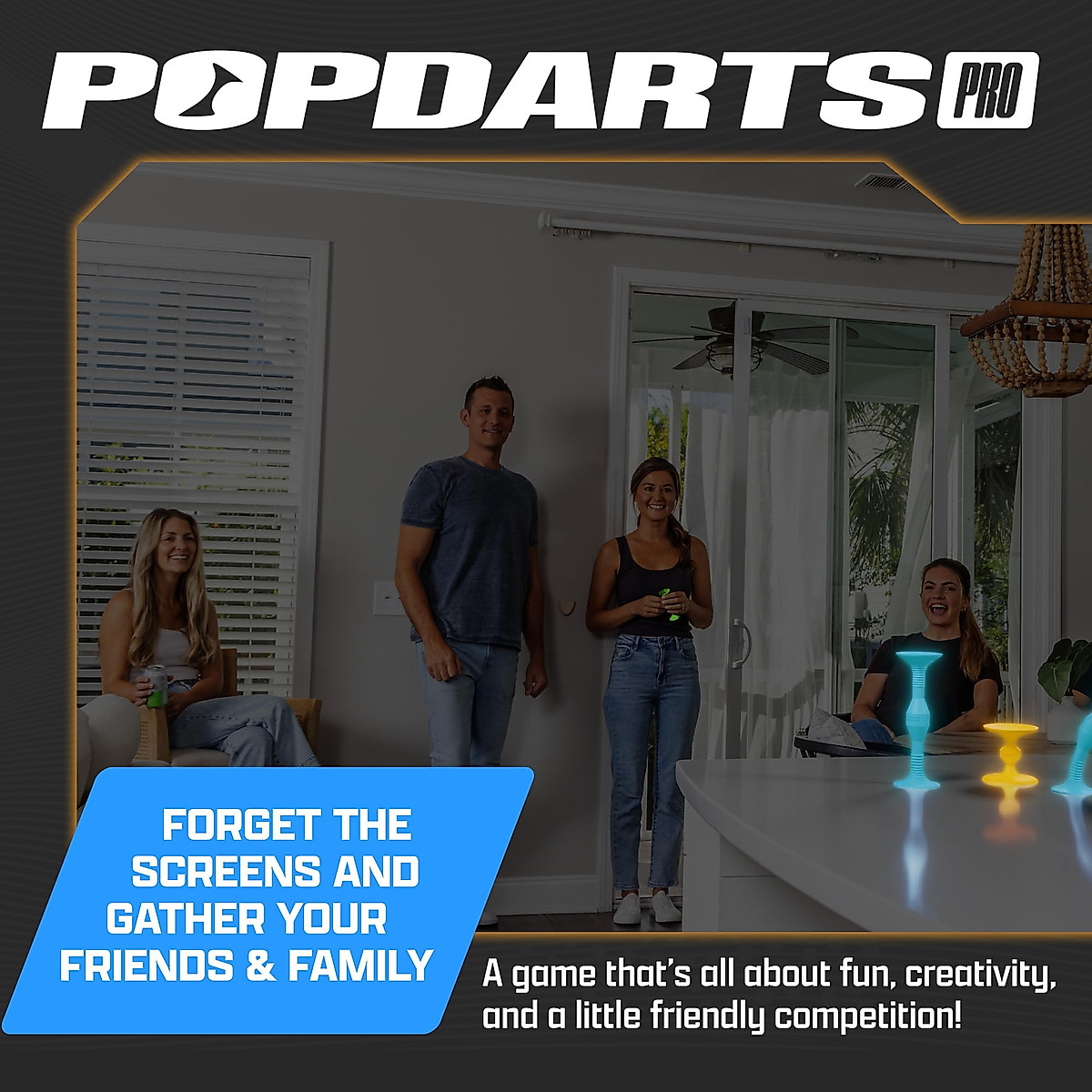 POPDARTS Glow Pack Game Set Glow in The Dark (Blue and Green) - Indoor, Outdoor Suction Cup Throwing Game - Competition with a POP