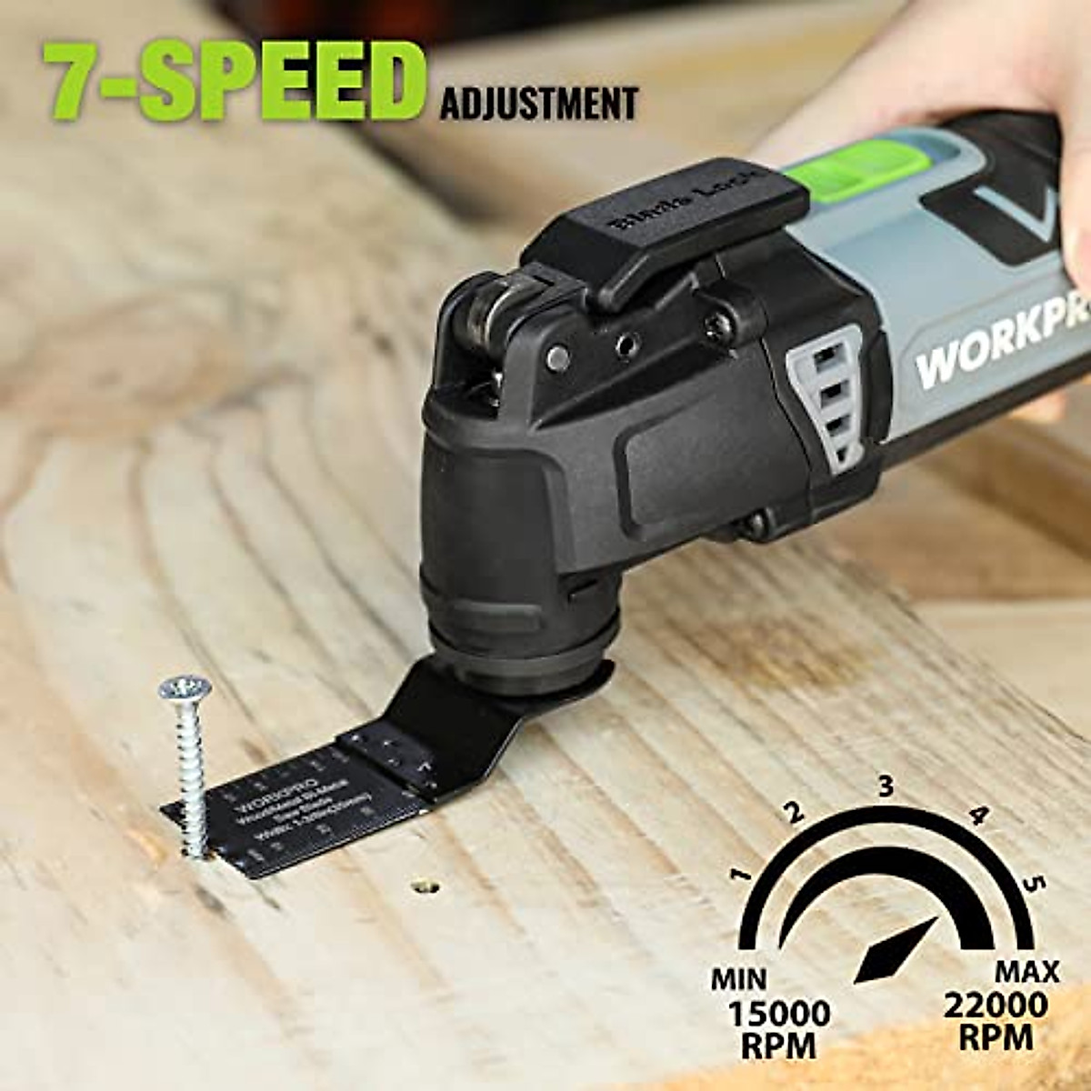 WORKPRO Oscillating Multi-Tool Kit, 3.0 Amp Corded Quick-Lock Replaceable Oscillating Saw with 7 Variable Speed, 3° Oscillation Angle, 17pcs Saw Accessories, and Carrying Bag