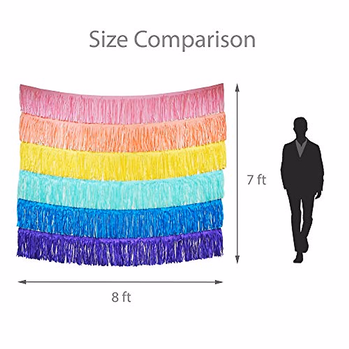 Tissue Paper Fringe Tassel Party Garland - Perfect Backdrop for All Events & Occasions (6-Count, Pastel Mix)