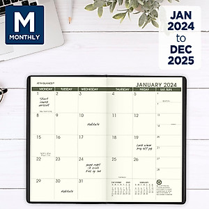 AT-A-GLANCE 2024-2025 Pocket Calendar, 2 Year Planner, 3-1/2" x 6", Pocket Size, Recycled, Black (70024G0524)