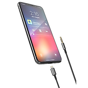 (Apple MFi Certified) Replacement Headphone Cable with iPhone Lightning Connector (3.5mm) Audio Aux Cord with Mic & Volume Control Remote (Compatible with Beats/Sony/Sennheiser and Audio Tech)