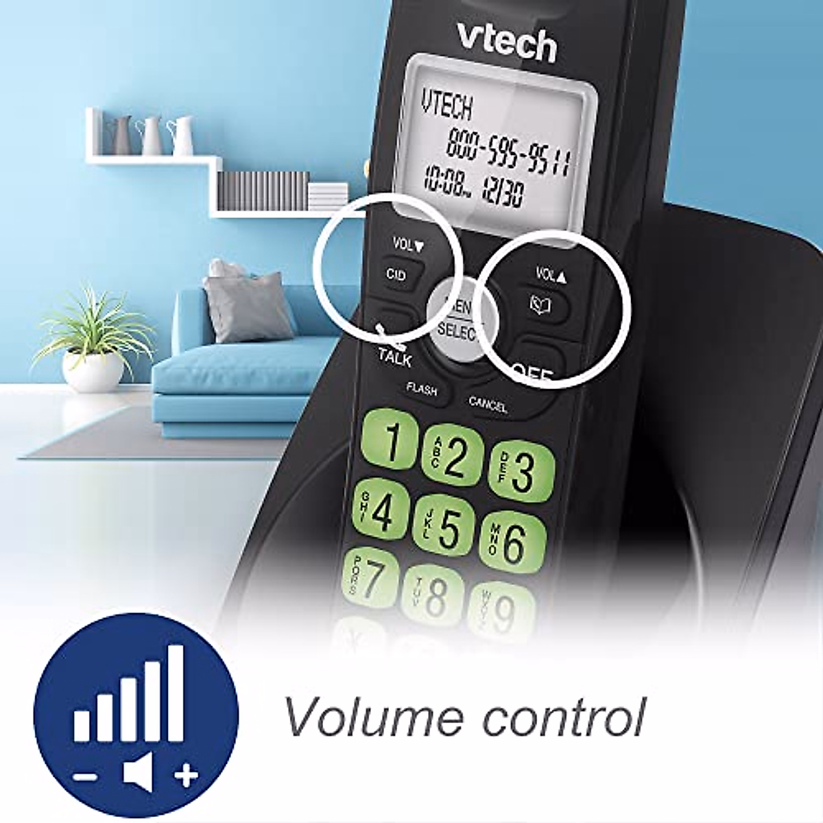 VTECH VG101-21 DECT 6.0 2-Handset Cordless Phone for Home, Blue-White ...