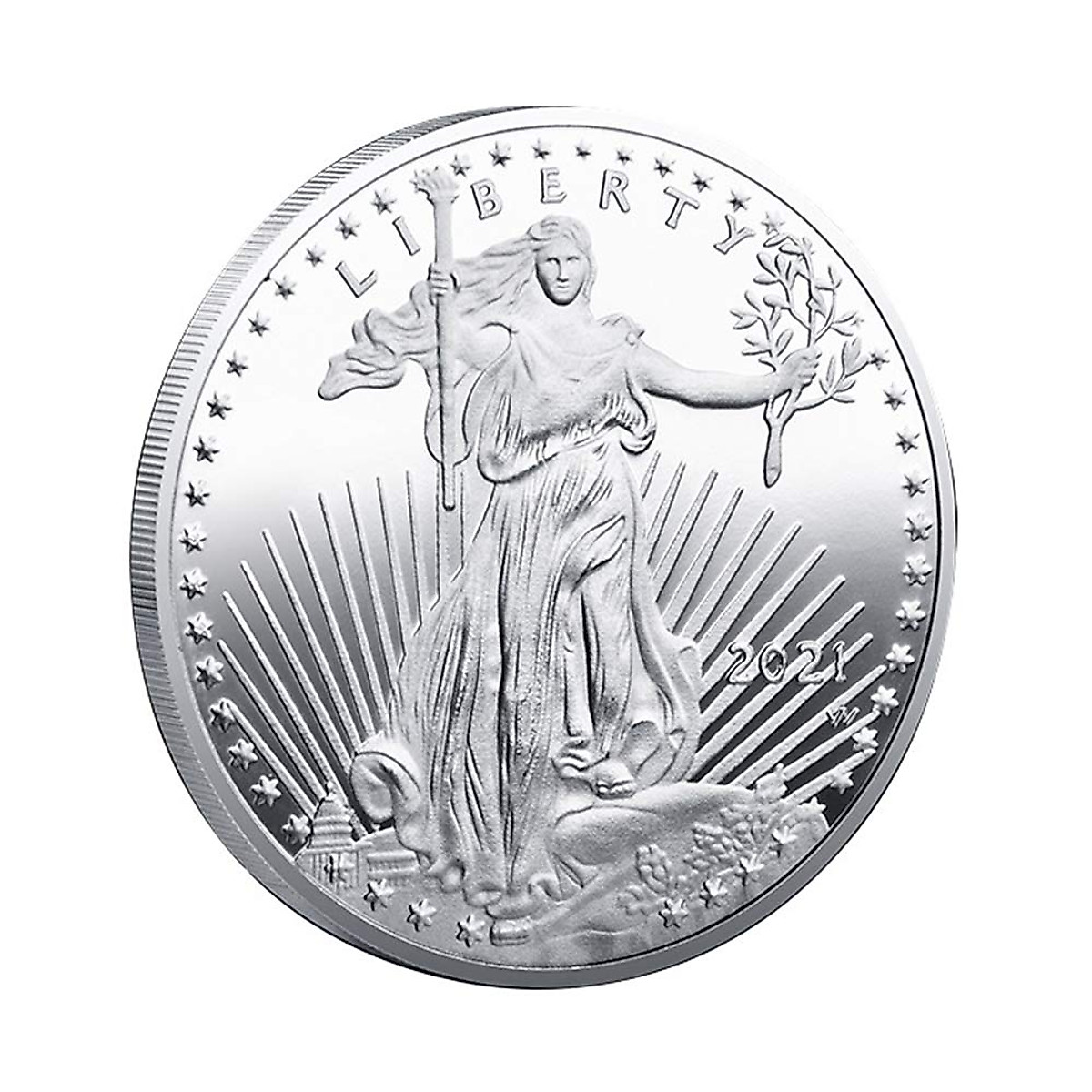 bestkai 2Pcs United State of American 2021 Statue of Liberty Eagle Coin Commemorative Coin Collection Gift Gold Silver 1 57inchX1 57inch