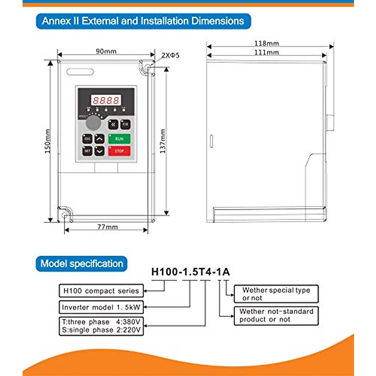 RATTMMOTOR CNC Spindle Motor Kit 220V, 2.2KW Air Cooled Spindle Motor Square Spindle Motor ER20+2.2KW VFD Inverter 220V Variable Frequency Drive Single to 3 Phase Converter for CNC Router Machine