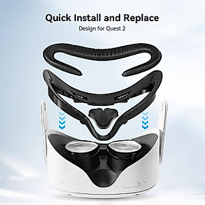 Sonicgrace Face Pad for Oculus Quest 2, VR Accessories for Meta Quest 2, Face Cover Replacement Set with 2 Pcs Comfortable Leather Foam Face Cushion, Lens Cover, Nose Pad and Thumb Stick Caps
