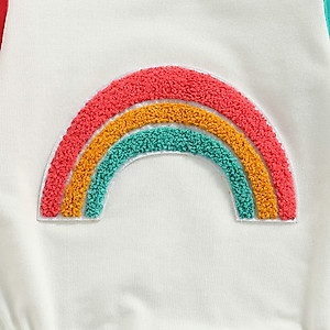 RUKOSU Baby Girl Boy Crewneck Sweatshirts Oversized Long Sleeve Romper Pullover Top Fall Winter Clothes Rainbow 12-18 Months