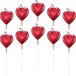 Metallic Heart Birthday Candles Cake Candles Cupcake Topper Candles Dessert Candle Holders for Wedding, Anniversary, Romantic Night, Mother's Day,Party Decoration